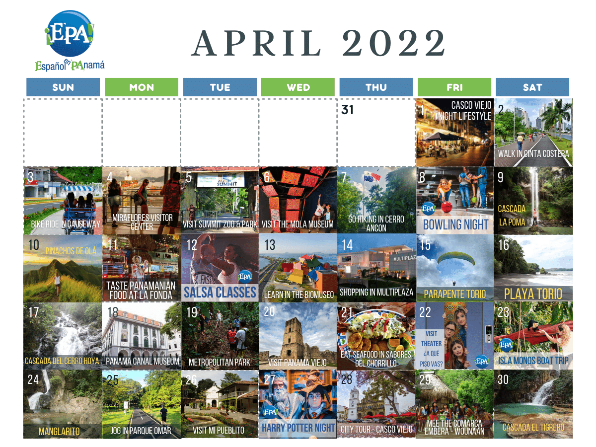 Calendar Panama - EPA! Study Spanish in Panama