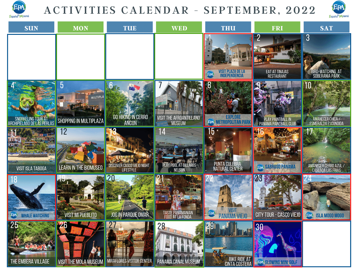Calendar Panama - EPA! Study Spanish in Panama