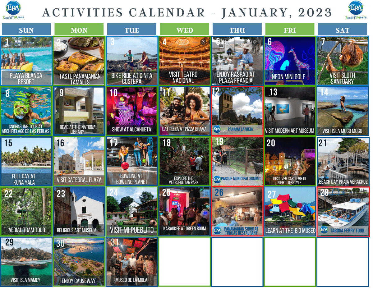 Calendar Panama - EPA! Study Spanish in Panama